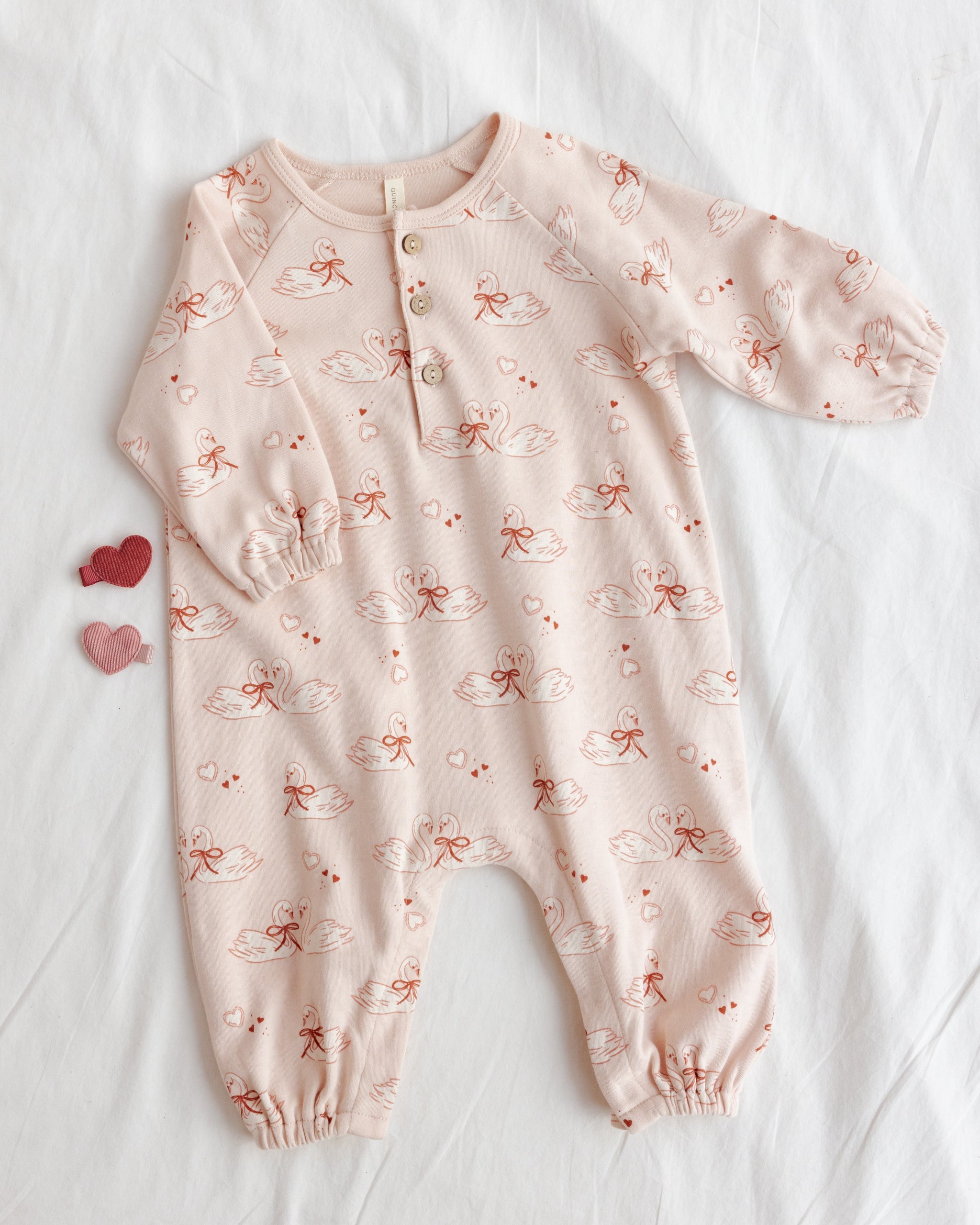 Henley Bubble Jumpsuit Swans – Quincy Mae
