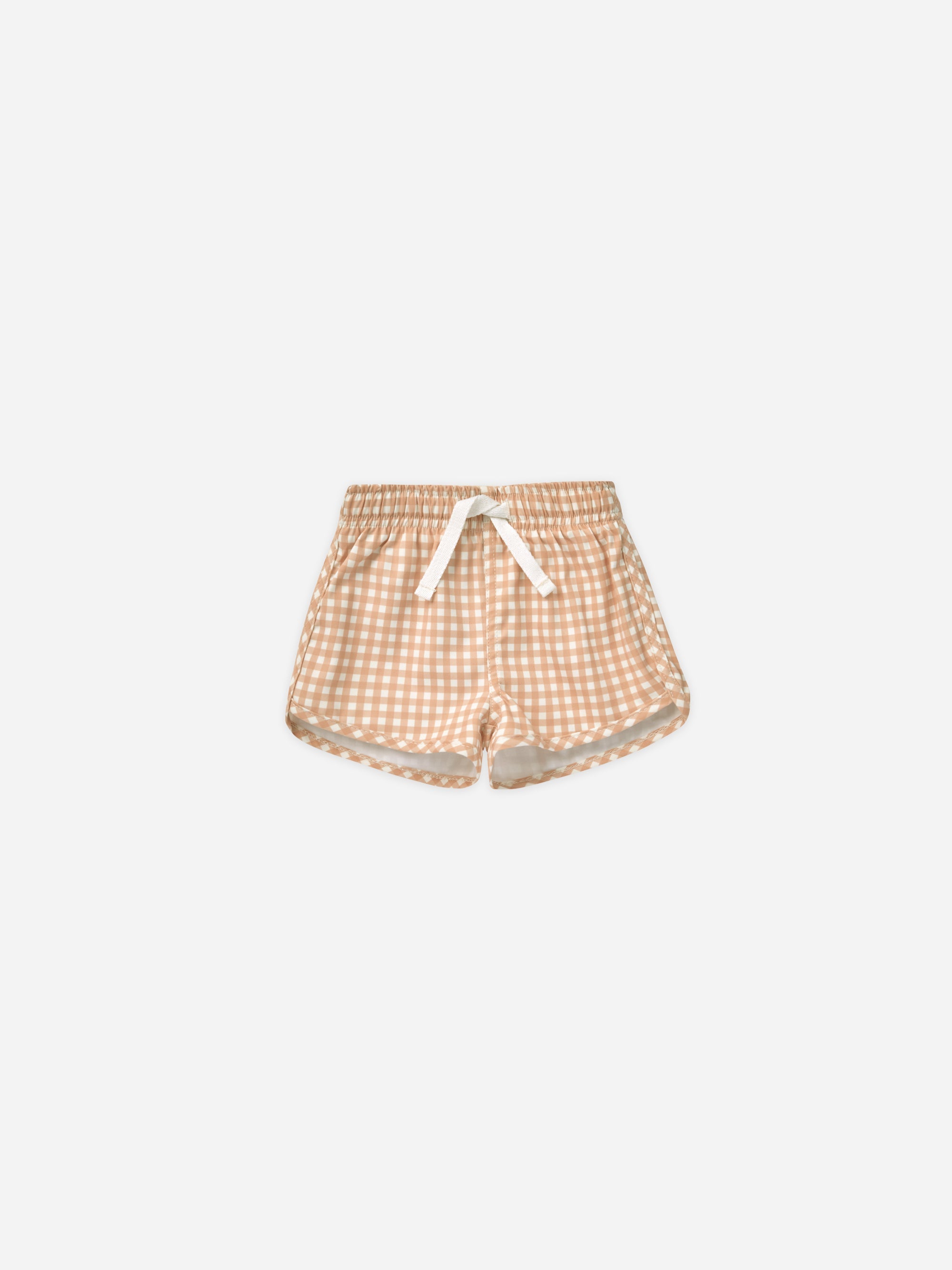 Boys Swim Short || Melon Gingham – Quincy Mae